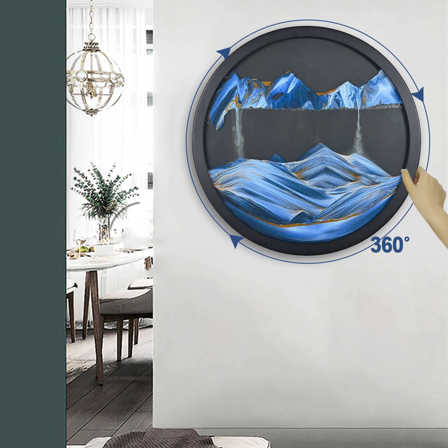 Moving Sand Art Picture, 3D Moving Sandscapes, Wall Art Decoration, Glass Crafts, Dynamic Sand Art Decor for Home and Office