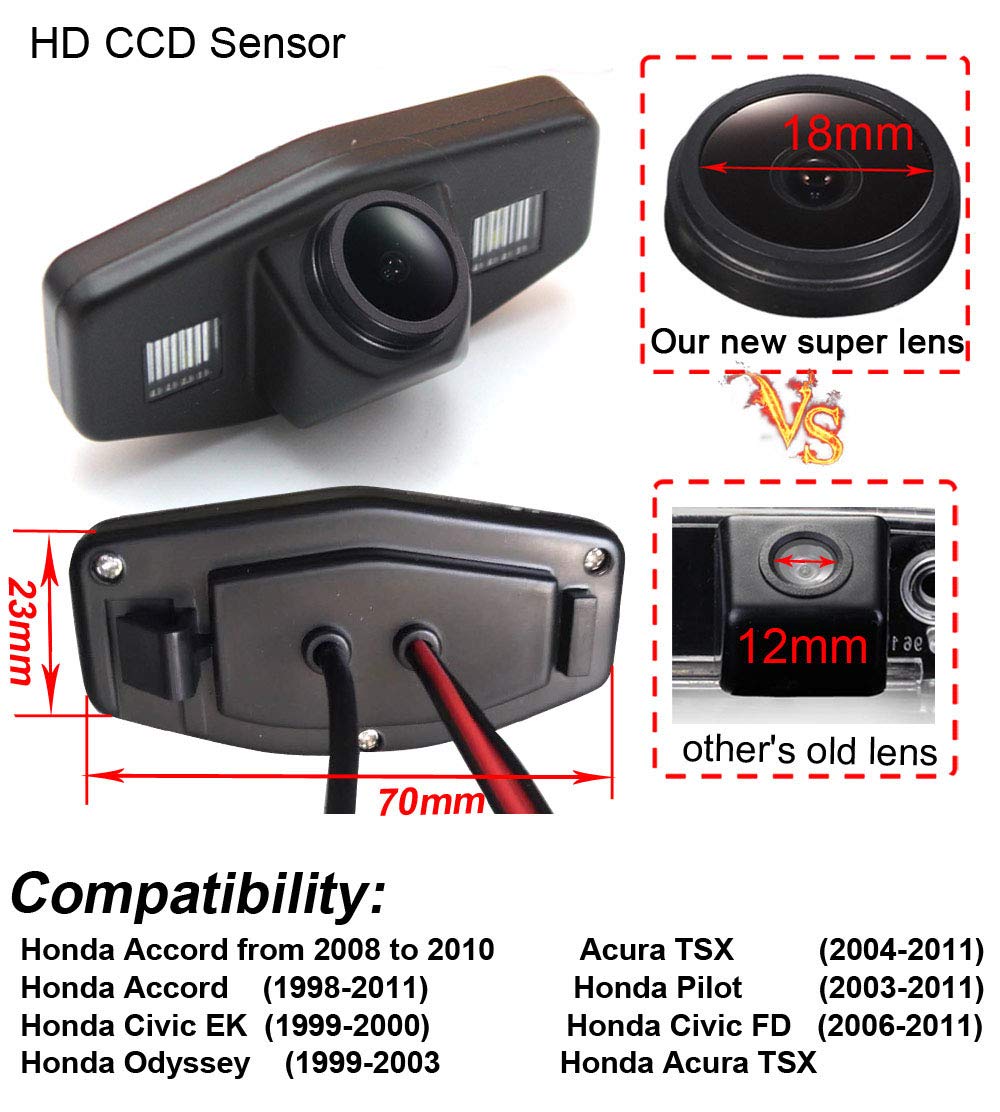 HD CCD Sensor Vehicle 170 Wide Angle Night Vision Rear View Reversing Camera for Honda Accord/Civic EK/Odyssey/Acura TSX/Pilot/Civic FD