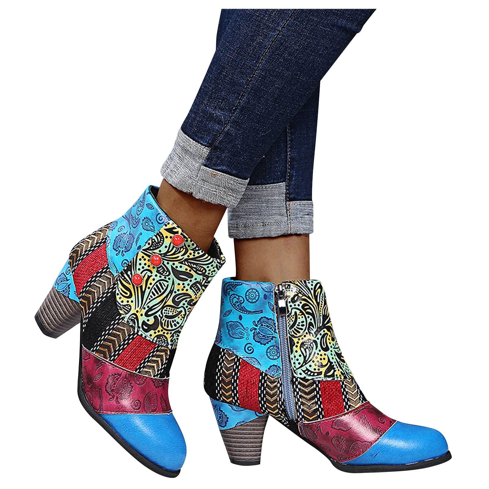 Hongxing Erke Rain Boots for Women Waterproof Ankle Rain Shoes for Ladies (Blue, 6.5)