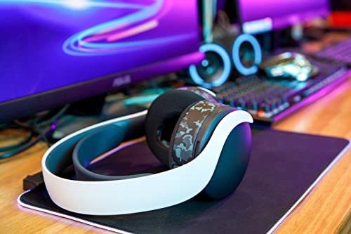 WC Freeze PS5 - Hybrid Fabric Cooling Gel Replacement Earpads for Sony Playstation 5 PS5 Pulse 3D Headphones Made by Wicked Cushions, Improved Durability, Thickness and Sound Isolation | Black Camo