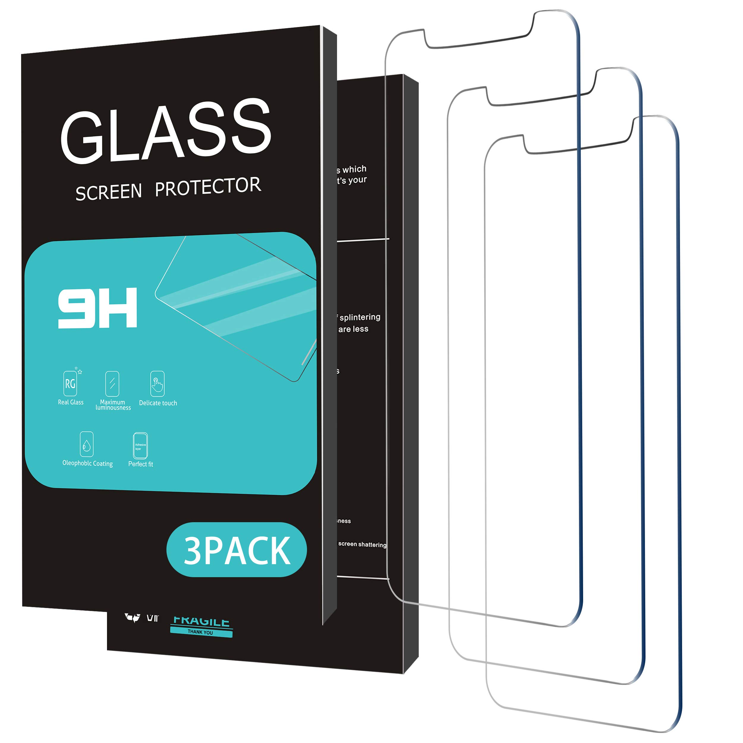 Homemo Glass Screen Protector Compatible for iPhone 12 pro Max 2020 6.7 Inch 3 Pack Tempered Glass 2.5D Edge Anti Scratch Work Most Case