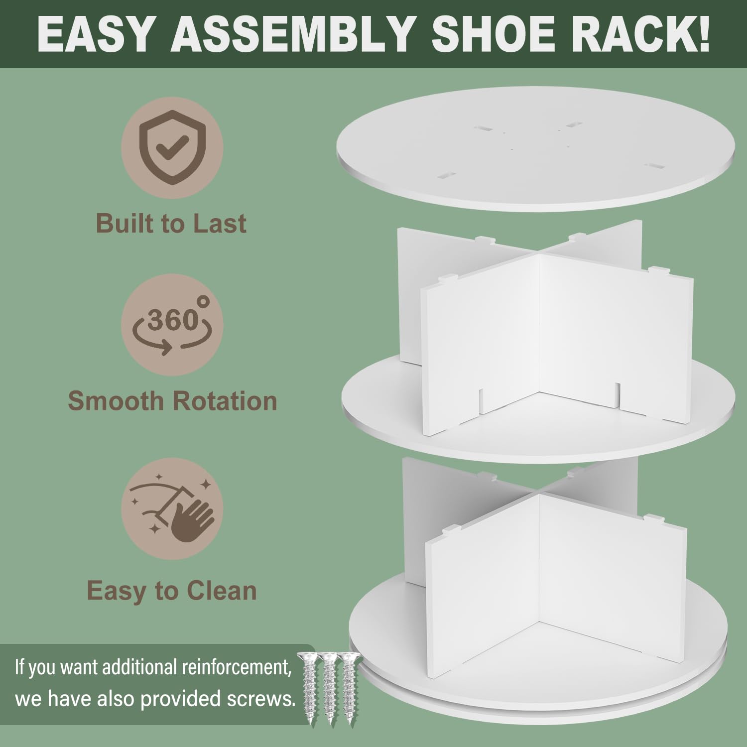 Rotating Shoe Rack Tower, 7-Tier Spinning Shoe Rack,360 Rotating Shelf Shoe Carousel Closet Organizer, Lazy Susan Shoe Cabinet for Entryway Hallway, Modernas Zapatero Giratorio, White