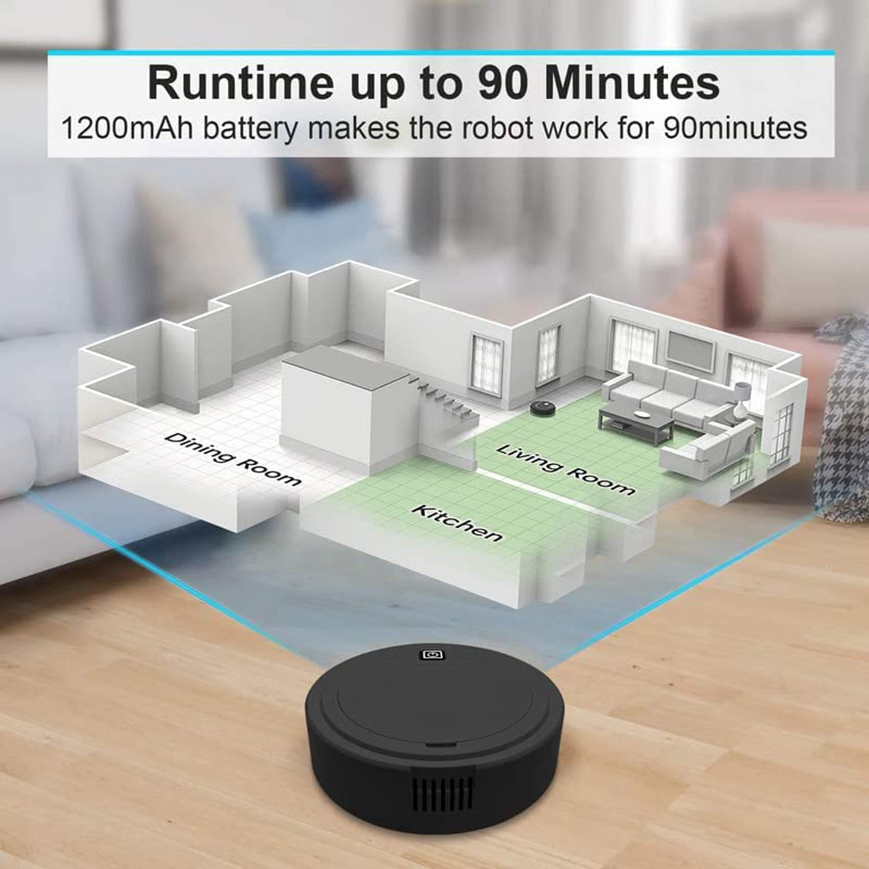 PRIZOM Robot Vacuum Cleaner - Upgraded 2-in-1 Robotic Vacuum and Mop Combo, Super-Thin Quiet, 1500Pa Strong Suction Black