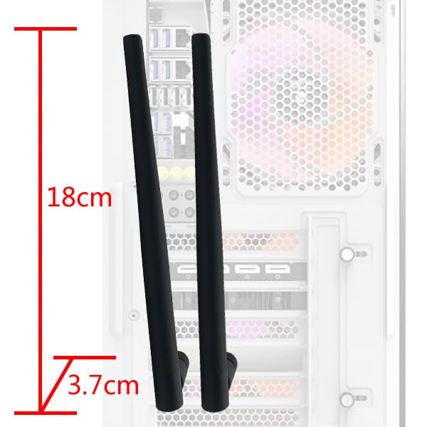 QAREQU WiFi Antenna (2-Pack) Dual Band 2.4GHz 5GHz 5.8GHz RP-SMA Male (Hole) 6dBi for Wireless Network Adapter Router