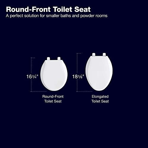 KOHLER 24294-0 Figure ReadyLatch Round-Front Toilet Seat, Quiet-Close Lid and Seat, Countoured Seat, Grip-Tight Bumpers and Installation Hardware, White