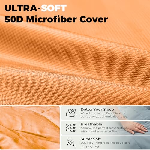 KingCamp Ultralight Down Sleeping Bag, 650 FP Compact Cold Weather 3-4 Season Sleeping Bag for Adults 10°F, Backpacking, Camping, Hiking, Traveling with Compression Sack