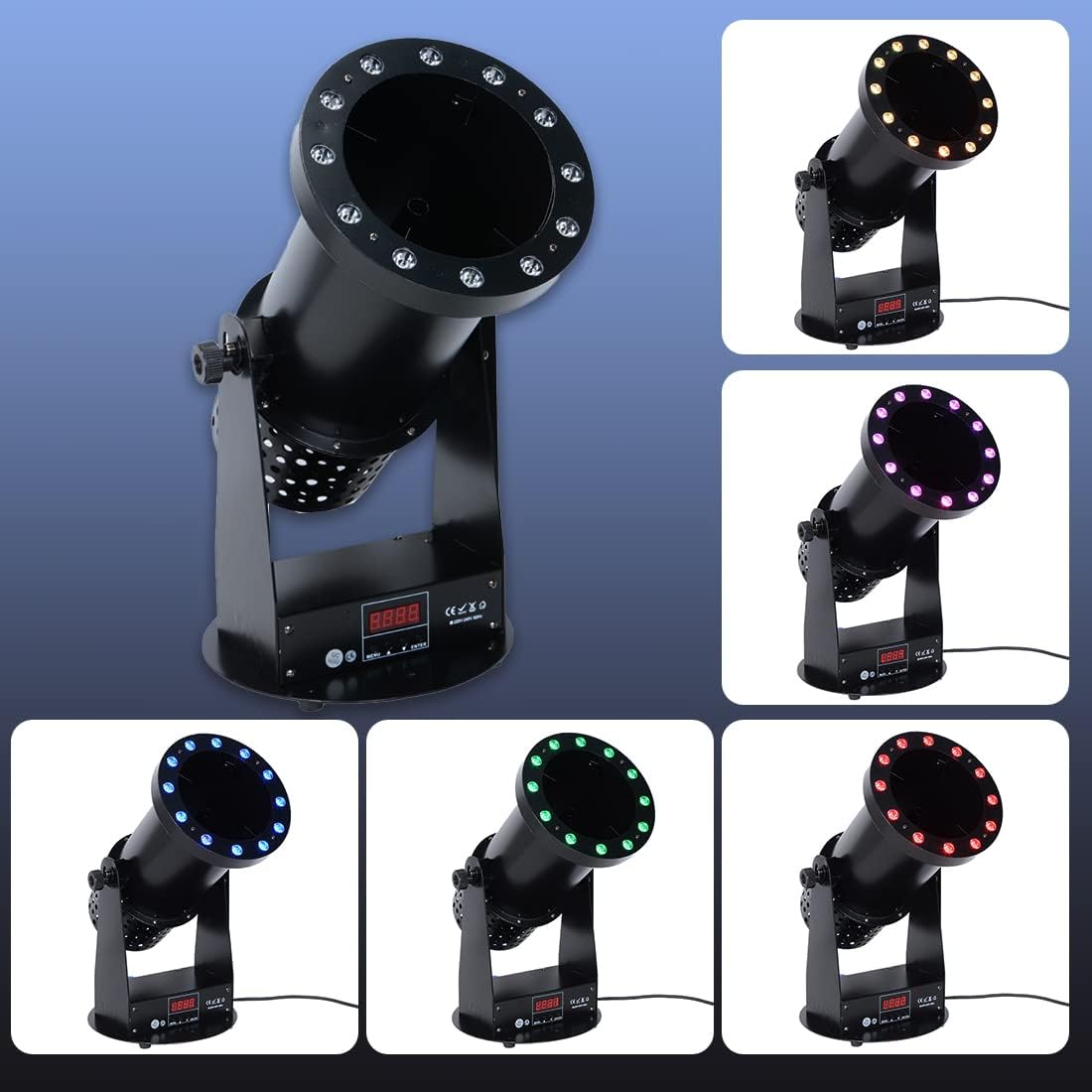 LED Professional Confetti Launcher Cannon Machine, Confetti Blower Machine Confetti Cannon 12X3W RGB 3 in 1 DMX/Remote Control for Weddding Disco Show Club Stage Party