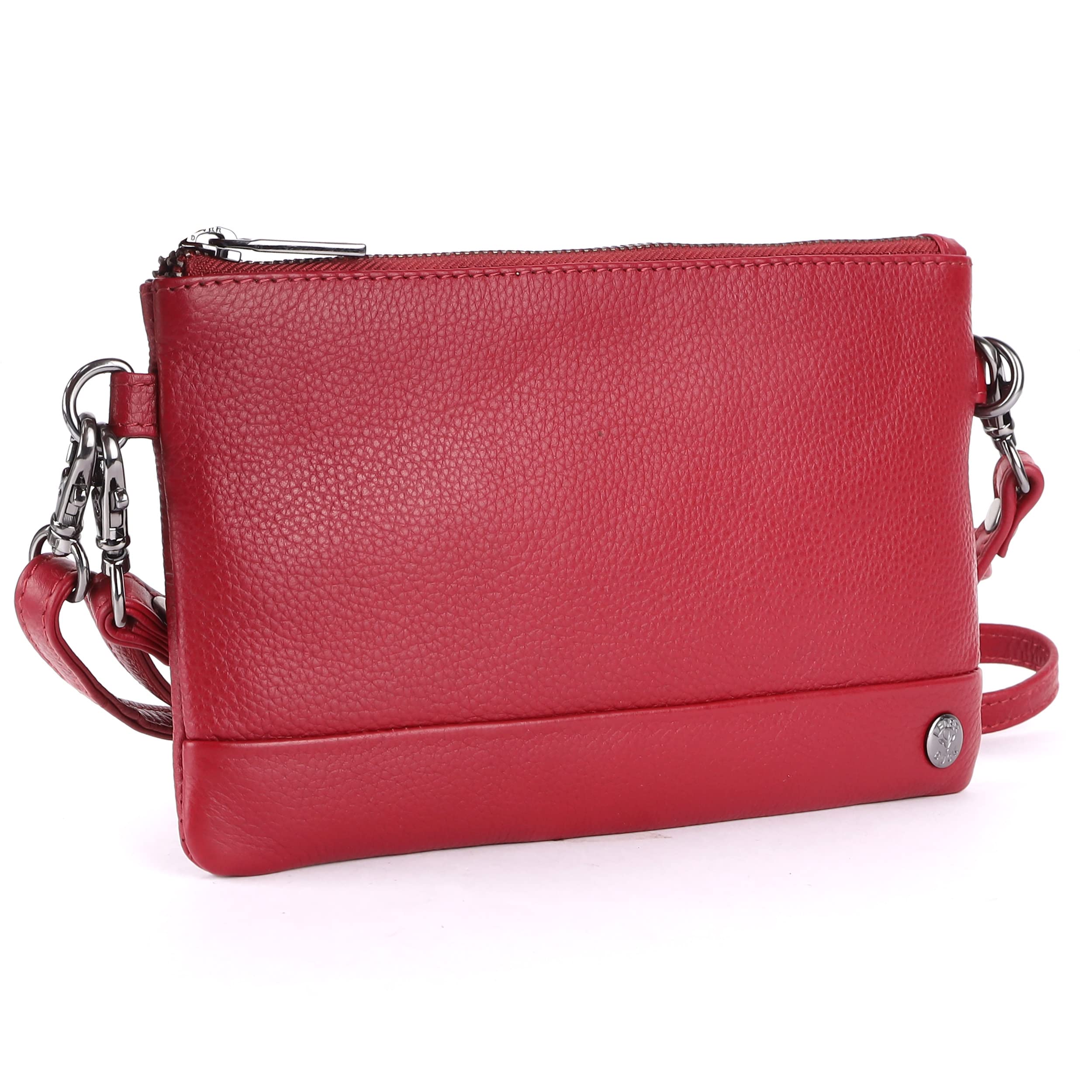 LEDERBUCK Real Leather over the Shoulder Wristlet Purse Sling bag for Women- Anna (Beige)