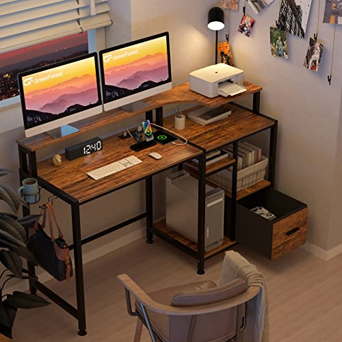 GreenForest Bundles of Bed Frame and Computer Desk