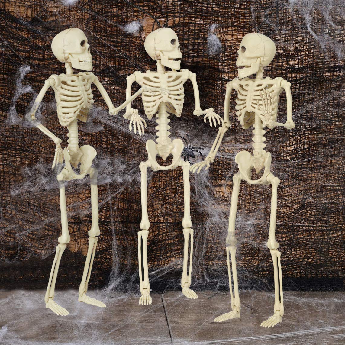 Halloween Hanging Skeleton Ghosts Full Body with Movable Posable Joints Scary Props for Front Yard Patio Lawn Garden Party Décor and Holiday Decorations (5, White)