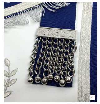 Masonic Blue Lodge Past Master Silver Machine Embroidery Freemasons Apron