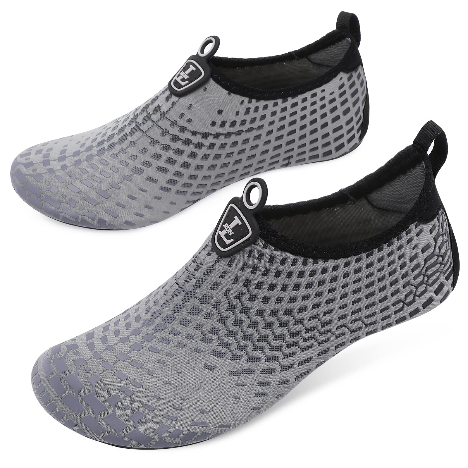 L-RUN Barefoot Water Shoes Men&Women Slip on Kayak Accessories Quick Dry Grey XXL(W:12-13,M:10-11)=EU43-44