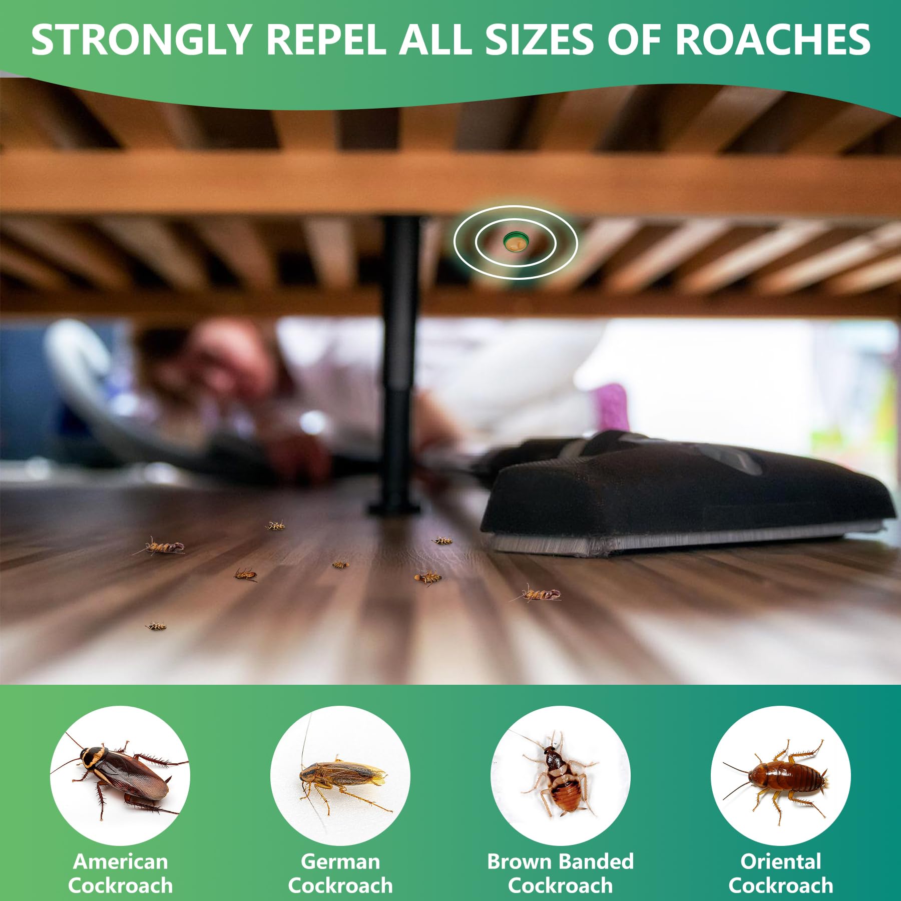 LUOJIBIE Roach Bait Stations, Natural Cockroach Repellent, Roach Traps Indoor/Outdoor Use, Roach Killer Indoor Infestation for Small & Large Roaches-12P