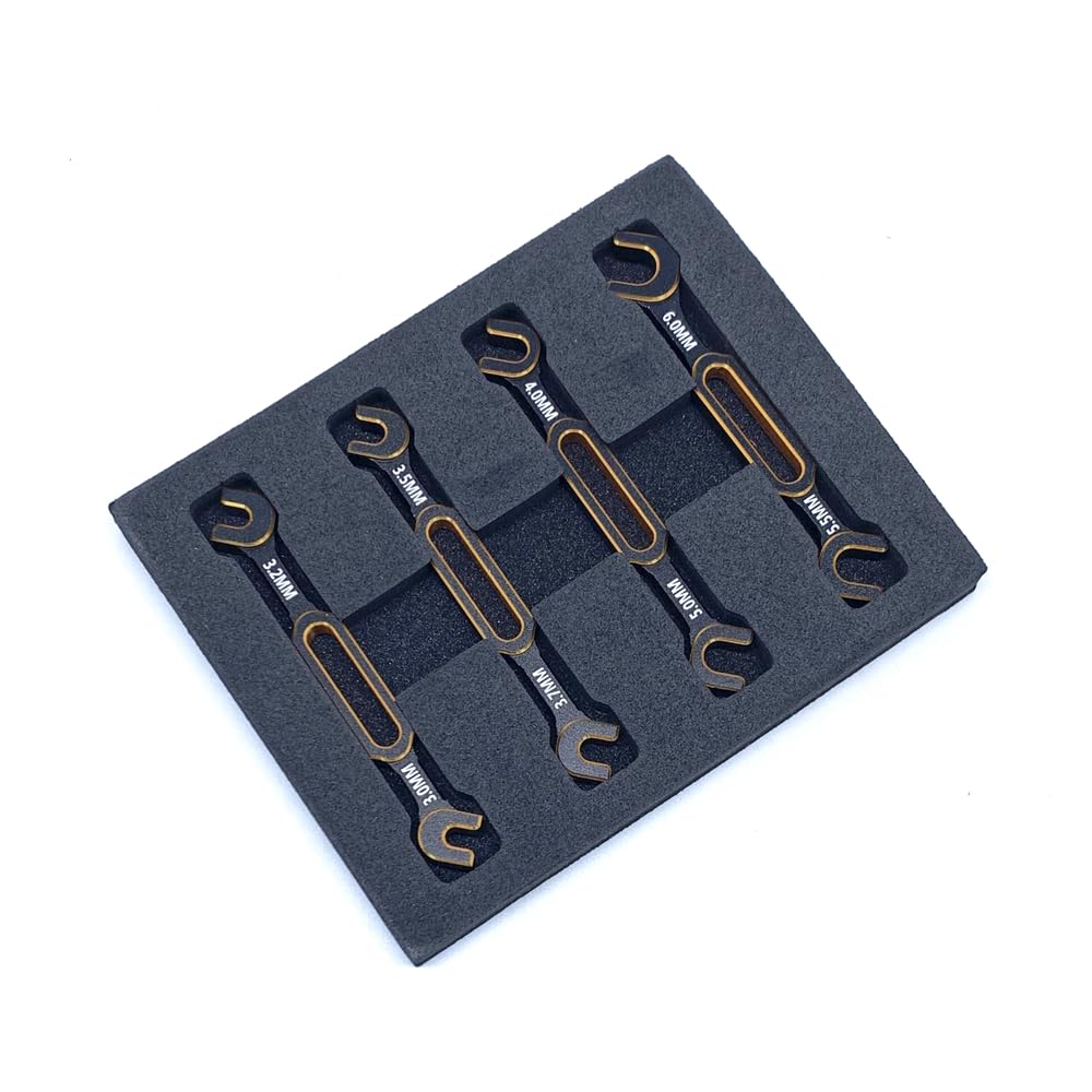 KingVal 4PCS Wrench 3.0/3.2/3.5/3.7/4.0/5.0/5.5/6.0mm Turnbuckle Nut Ball Joint Remover RC Universal Repair Tool Compatible with RC Car Boat RC Drone (Gold)