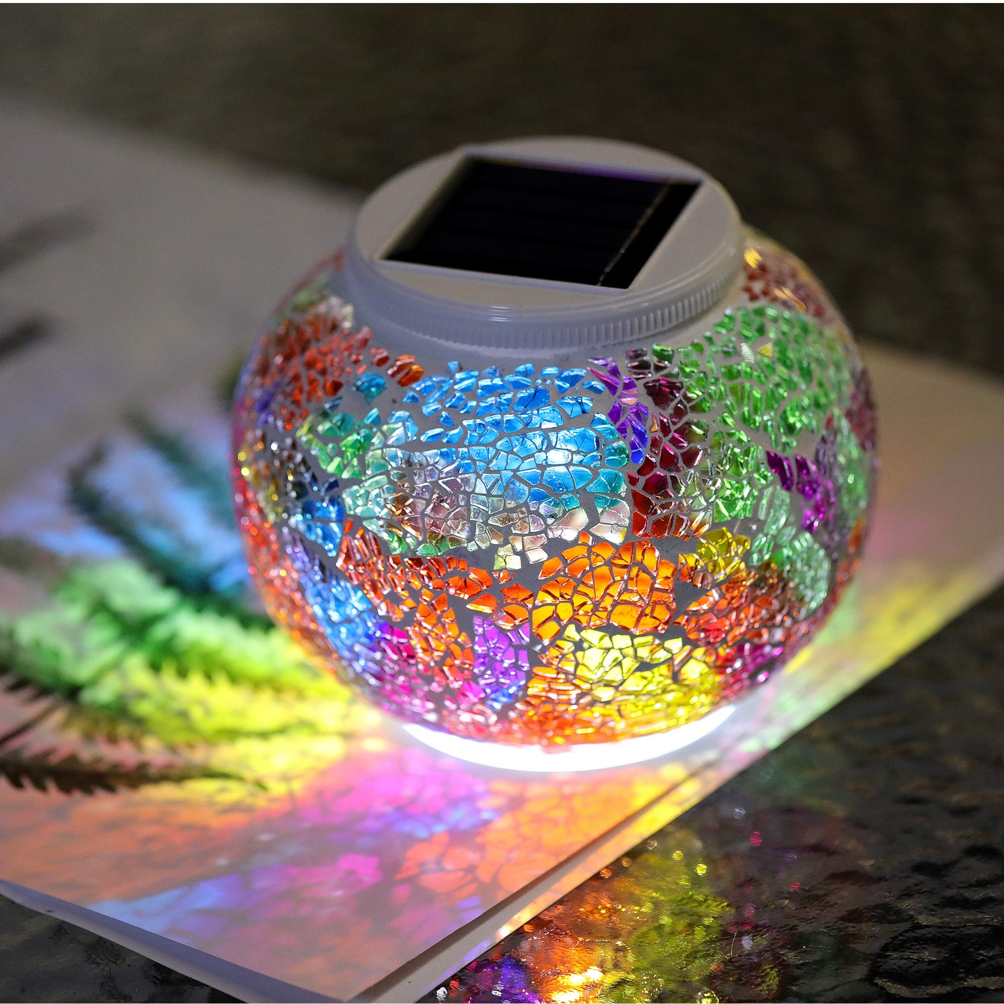 HDNICEZM Color Changing Solar Powered Glass Ball Led Garden Lights, Rechargeable Solar Table Lights, Outdoor Waterproof Solar Night Lights Table Lamps for Decorations, Ideal Gifts