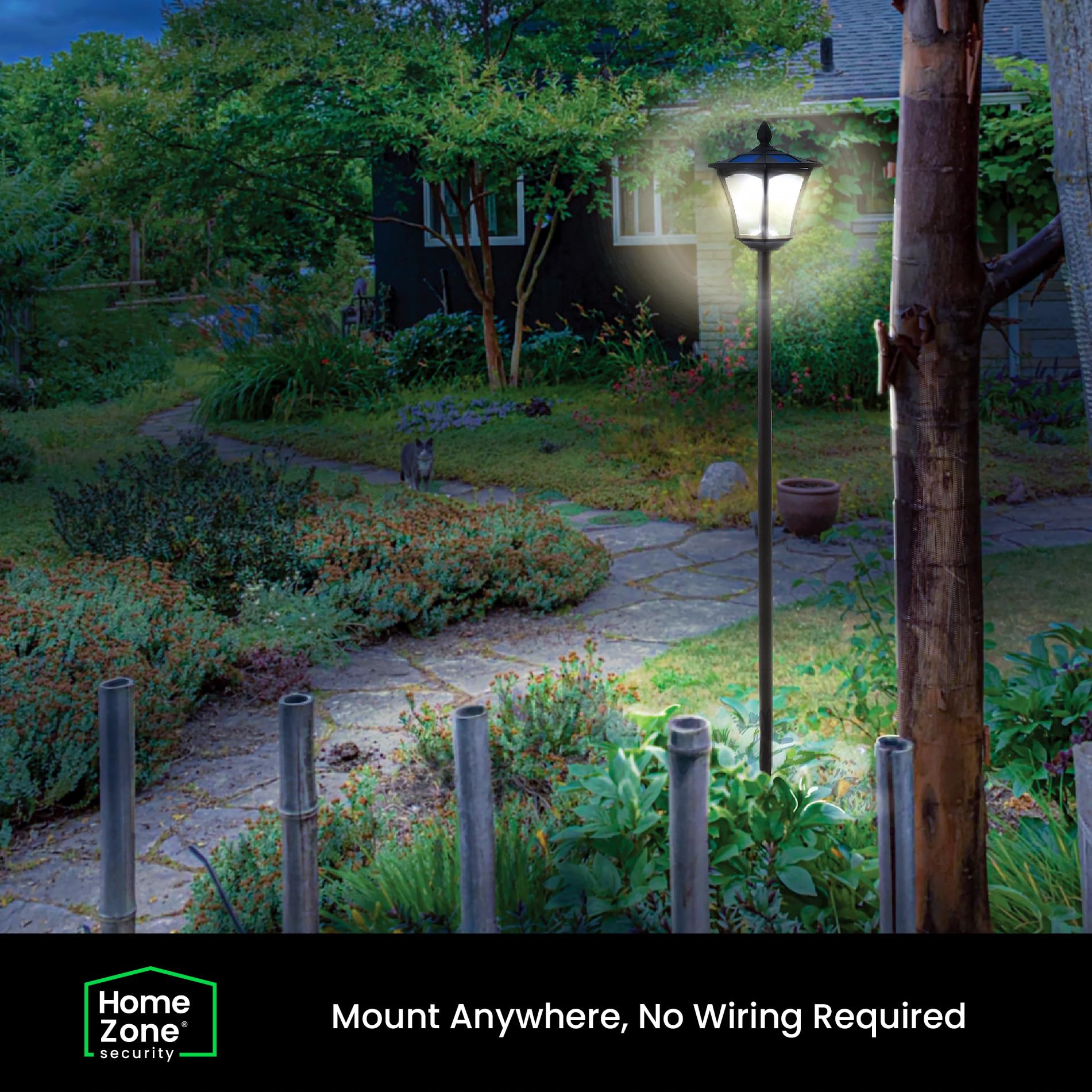 Home Zone Solar Lamp Post Light - 65" Tall Decorative Outdoor Solar Garden Lamp Post Lights (1 Set)
