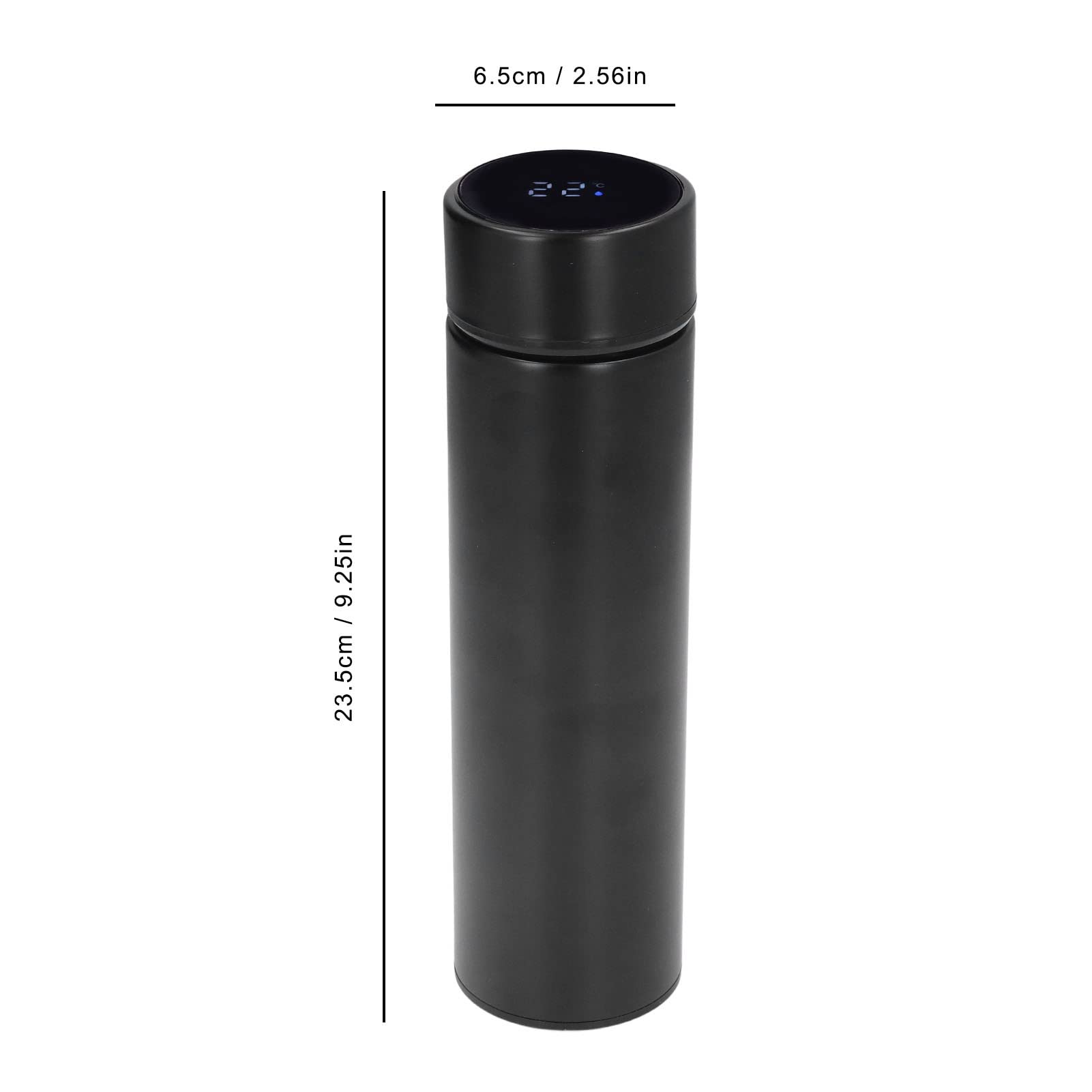 Insulated Bottles, 500ml Stainless Steel Thermal Mug Double Wall Vacuum Flasks with LED Display Vacuum Flasks with Lid for Home Office Kitchen Outdoor(black)