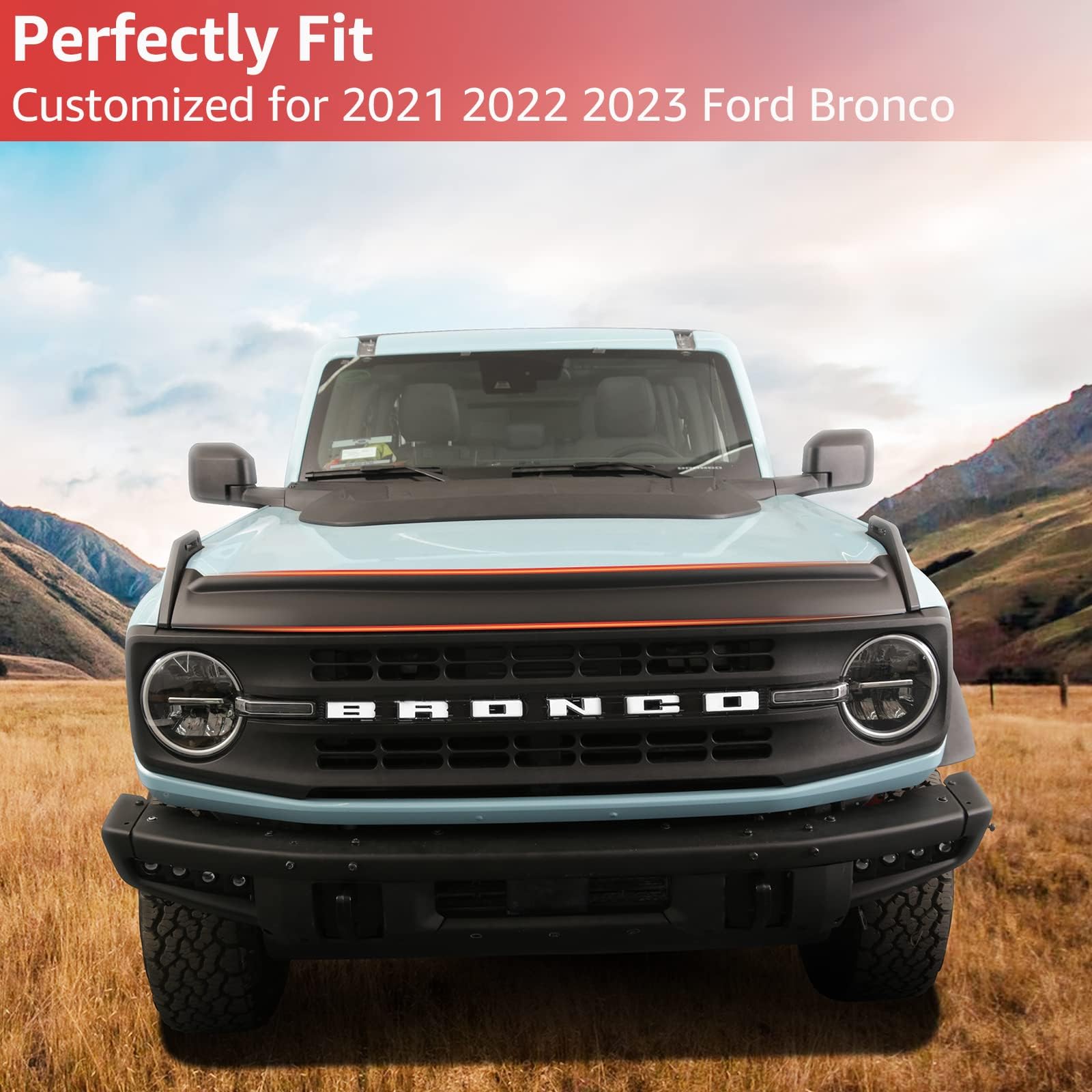 Hood Bug Deflector for 2021 2022 2023 Ford Bronco Sport Bugflector Hood Shield Protector Stone Guard Accessories