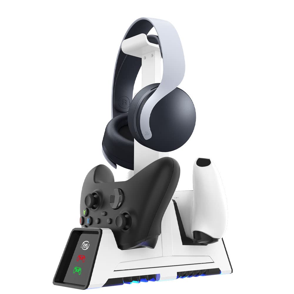 JDDWIN Magnetic Dual Charger Compatible with P5/X.S.X/NSW Controller,Controller Charger with Headset Hanger.