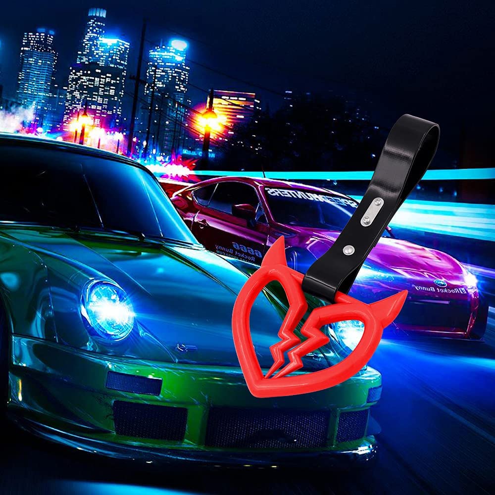 jdm Devil Demon Broken Heart Red TSURIKAWA Ring Subway Train Bus Handle Strap Charm Drift