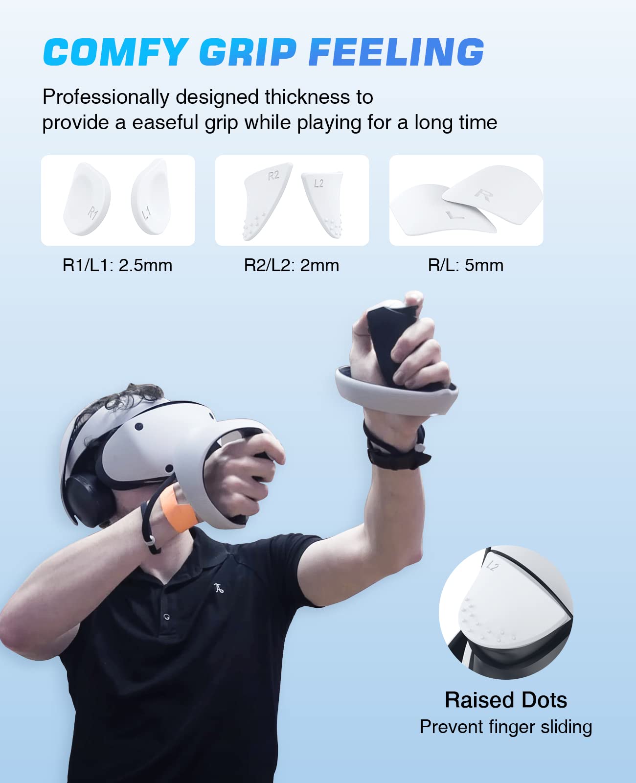 MoKo PS VR2 Accessories Kit Compatible with PlayStation VR2 with 2 Silicone Pad Kit Handle Grip for VR2 Sense Controller & 1 Anti-dust Cover for PS VR2 Lens, Easy to Install, Precise Cut, Anti-Sweat
