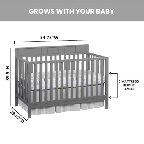 Oxford Baby Logan 4-in-1 Convertible Baby Crib, Dove Gray, GreenGuard Gold Certified