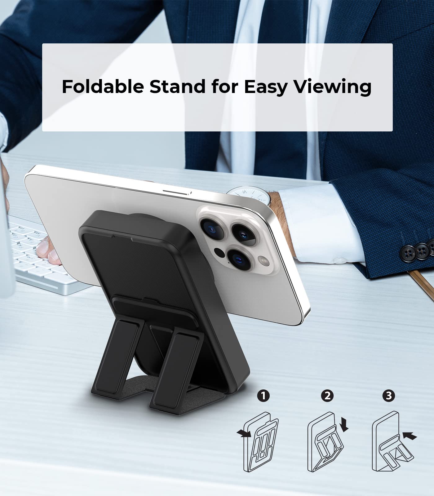 NEOCOR Magnetic Wireless Power Bank, 10,000mAh Mag-Safe Power Bank, 22W PD USB-C, 15W Wireless Fast Charging, Foldable Stand Battery Pack for iPhone 14/13/12 Pro Max Plus Mini Apple Watch