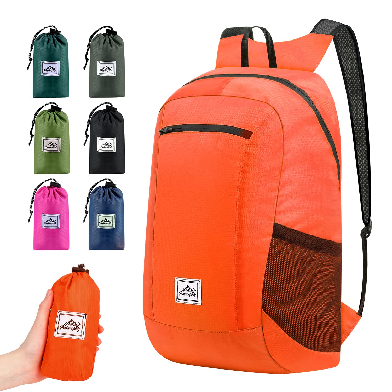 Hiking Backpack Ultra Lightweight Packable Camping Backpack Waterproof Travel Outdoor Hiking Daypack for Women Men(Orange 16L)