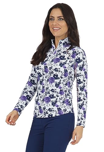 IBKUL Women's Xenia Long Sleeve Zip Mock Golf Top Red XL
