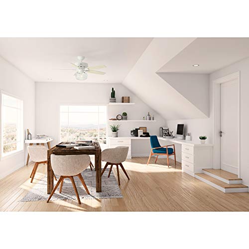 Hunter Fan Company, 50279, 52 inch Bennett Matte White Ceiling Fan with LED Light Kit and Handheld Remote