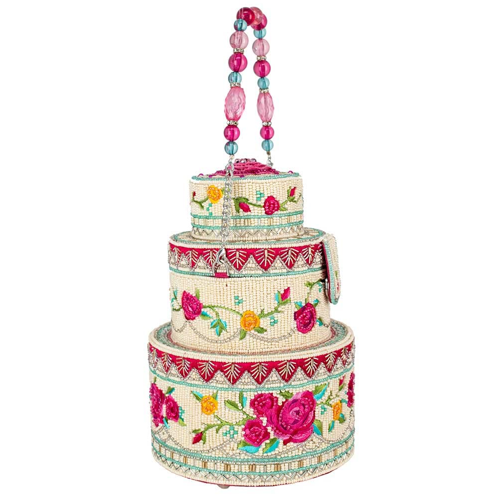 Mary Frances Layers of Love Beaded Top Handle Wedding Cake Bridal Handbag, Metallic