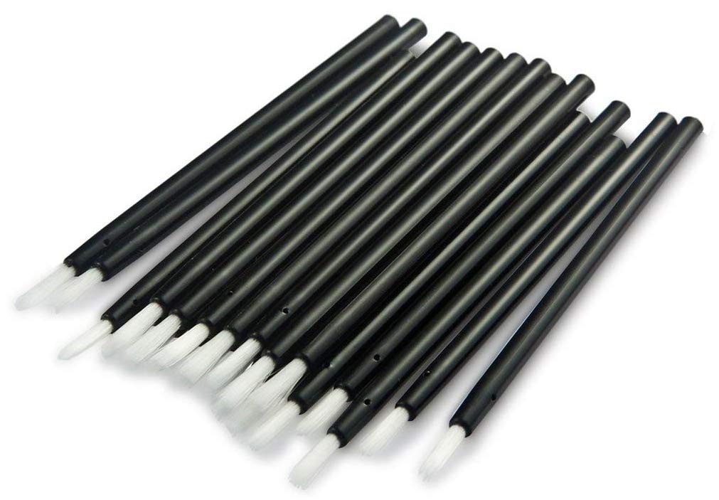 Huachnet Disposable Lipstick Gloss Wands with Soft Brush Head Makeup Kits-Pack of 100 (Black-Nylon Hair Lip Brush)
