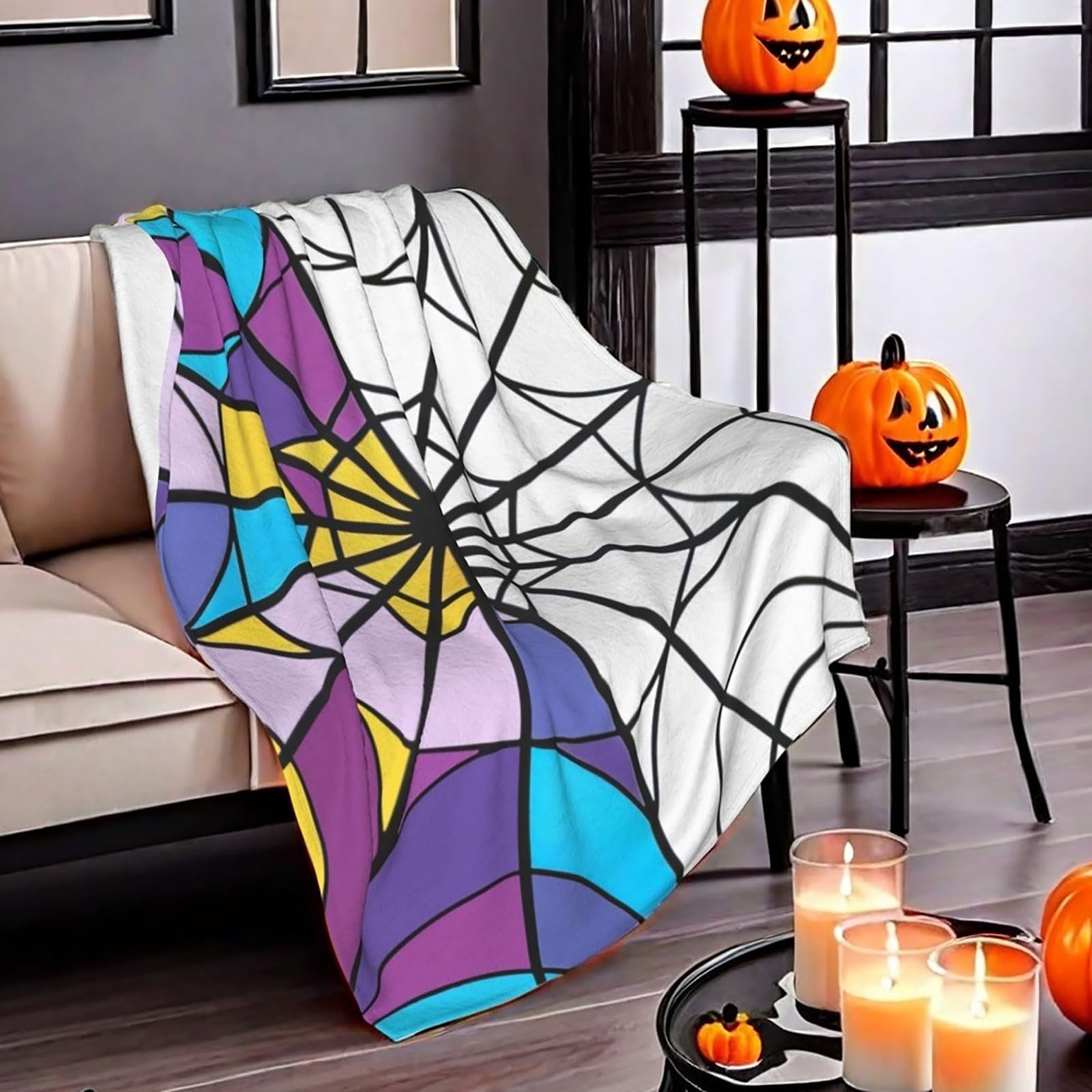 Wednesday Blanket Spiderweb Throw Blanket Soft Flannel Throw Blanket Adult Kids Sofa Bed Nap Blanket Lightweight Warm All Seasons for Bedroom (Spiderweb, 40x50inch)
