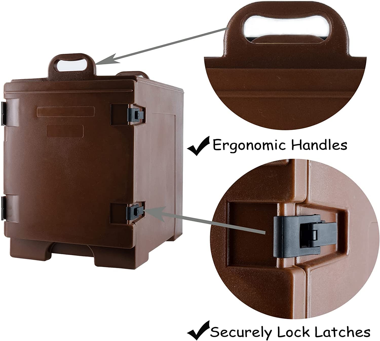Luston Front-Loading Insulated Food Pan Carrier, 81 Quart Capacity, Brown,5 Full-Size Pan,Food-Grade LLDPE Material, Portable Food Warmer Transporter