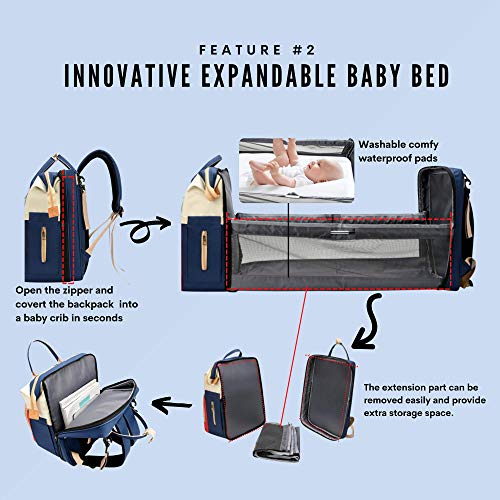 JOYWORKS 6-in-1 Mammy Bag Diaper Backpack Baby Travel Bag with Foldable Diaper Changing Station