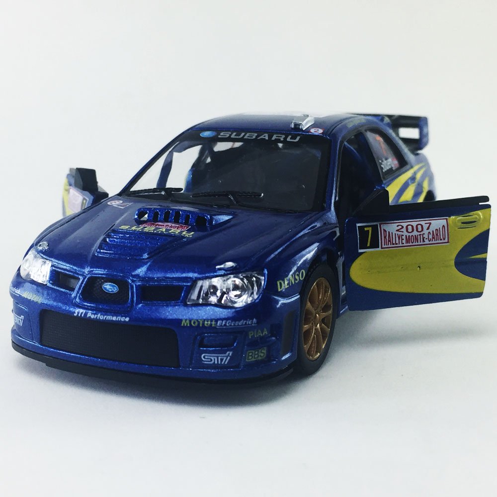 Kinsmart 2007 Subaru Impreza WRC #7, Blue Color 1:36 DieCast Model Toy Car Collection Collectible