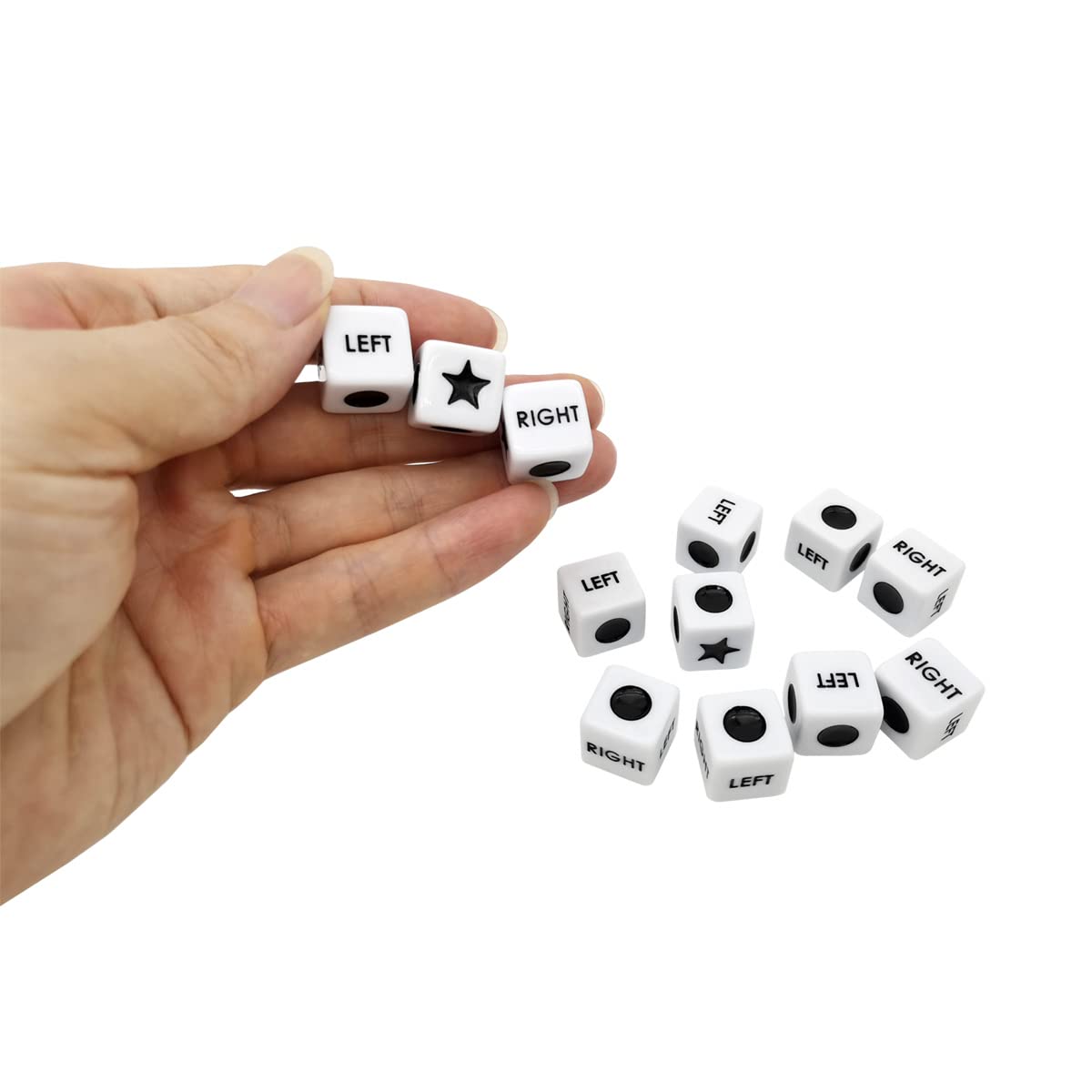 Left Right Center Dice Only 12 Dices Left Right Center Dice Game Prime Dice Only（ six Sided ，16mm Standard Size, Easy to Grip）