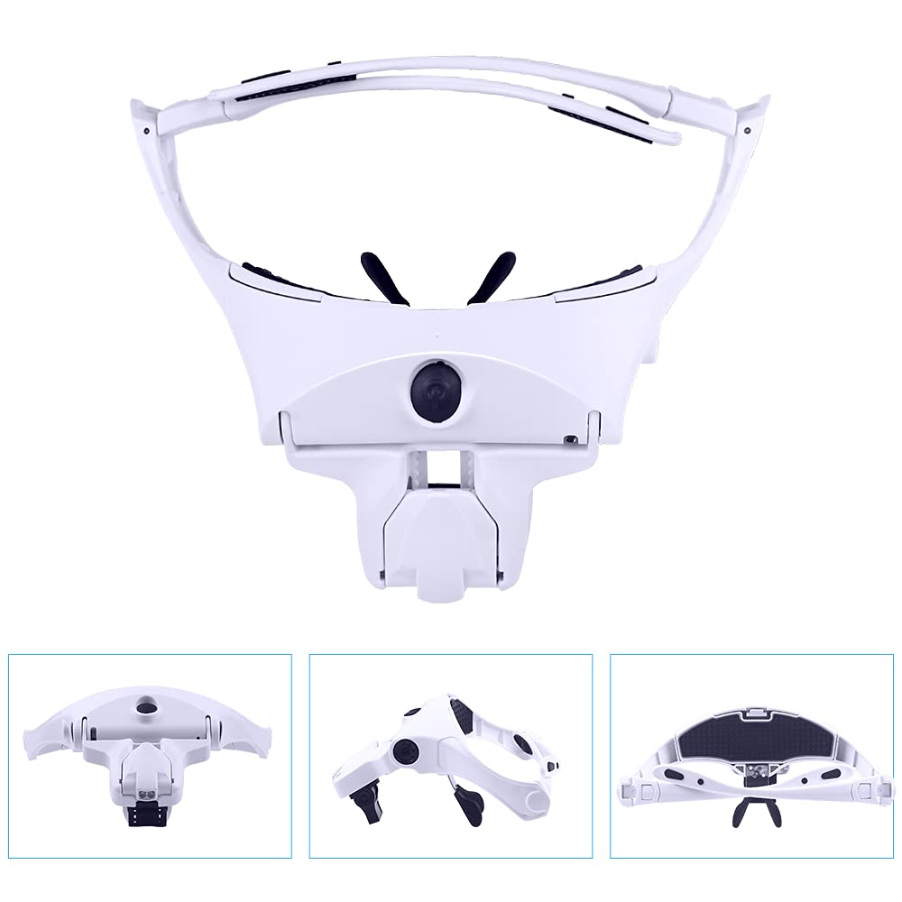 Head Mount Magnifier with Light, USB Charging Magnifying Glasses for Close Work, Hands Free Magnifying Glass for Reading, Jewelers Loupe 5 Lenses 1.0X 1.5X 2.0X 2.5X 3.5X