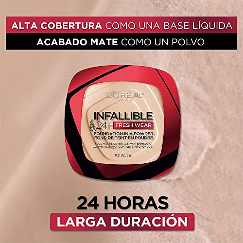 L'Oreal Paris Makeup Infallible Fresh Wear Foundation in a Powder, Up to 24H Wear, Waterproof, Ivory, 0.31 oz.