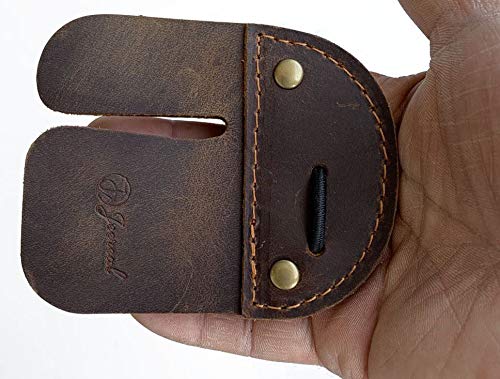 Jeereal Leather Archery Finger Tab,Protect Guard for Recurve Bows,Fingers Protector, Shooting Practice Gear for Shooting Bow Arrow (Dark Brown)