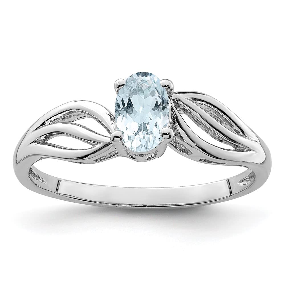 IceCarats 925 Sterling Silver Blue Aquamarine March Birthstone Ring Gemstone Band 925 Sterling Silver - March - Size 8