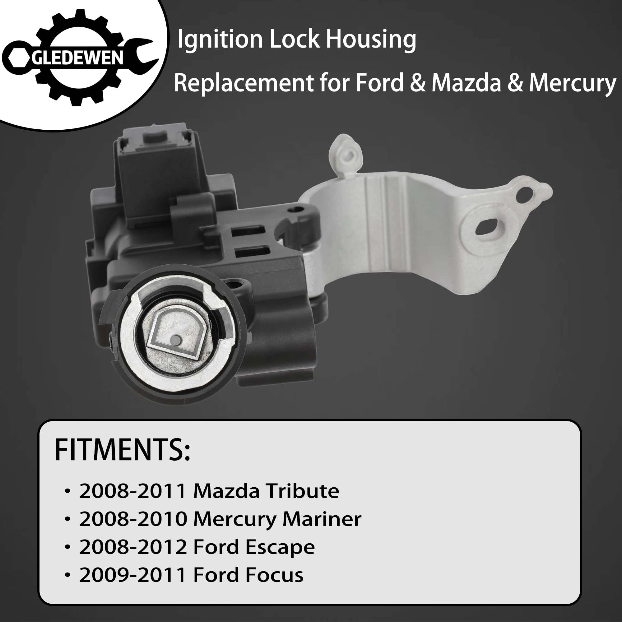 Ignition Lock Housing Compatible with 2008-2012 Ford Escape, Ford Focus, Mazda Tribute, Mercury Mariner Replaces# 989-019 9L8Z3511A Steering Column Flange Ignition Housing