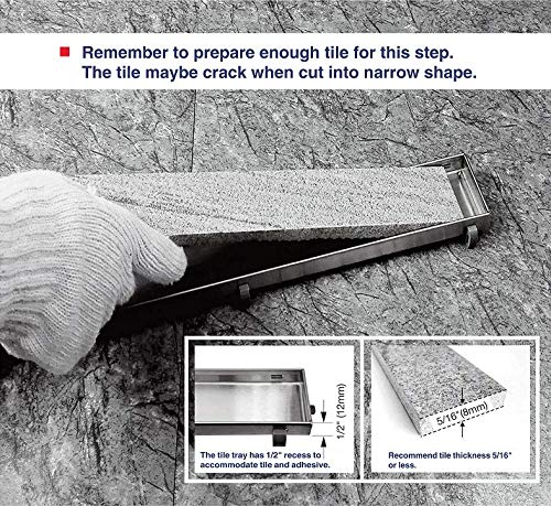 Neodrain 32-Inch Offset Linear Shower Drain with Tile Insert Grate Cover, Brushed 304 Stainless Steel Rectangle Side Outlet Shower Floor Drain, Adjustable Leveling Foot, Hair Strainer/Catcher