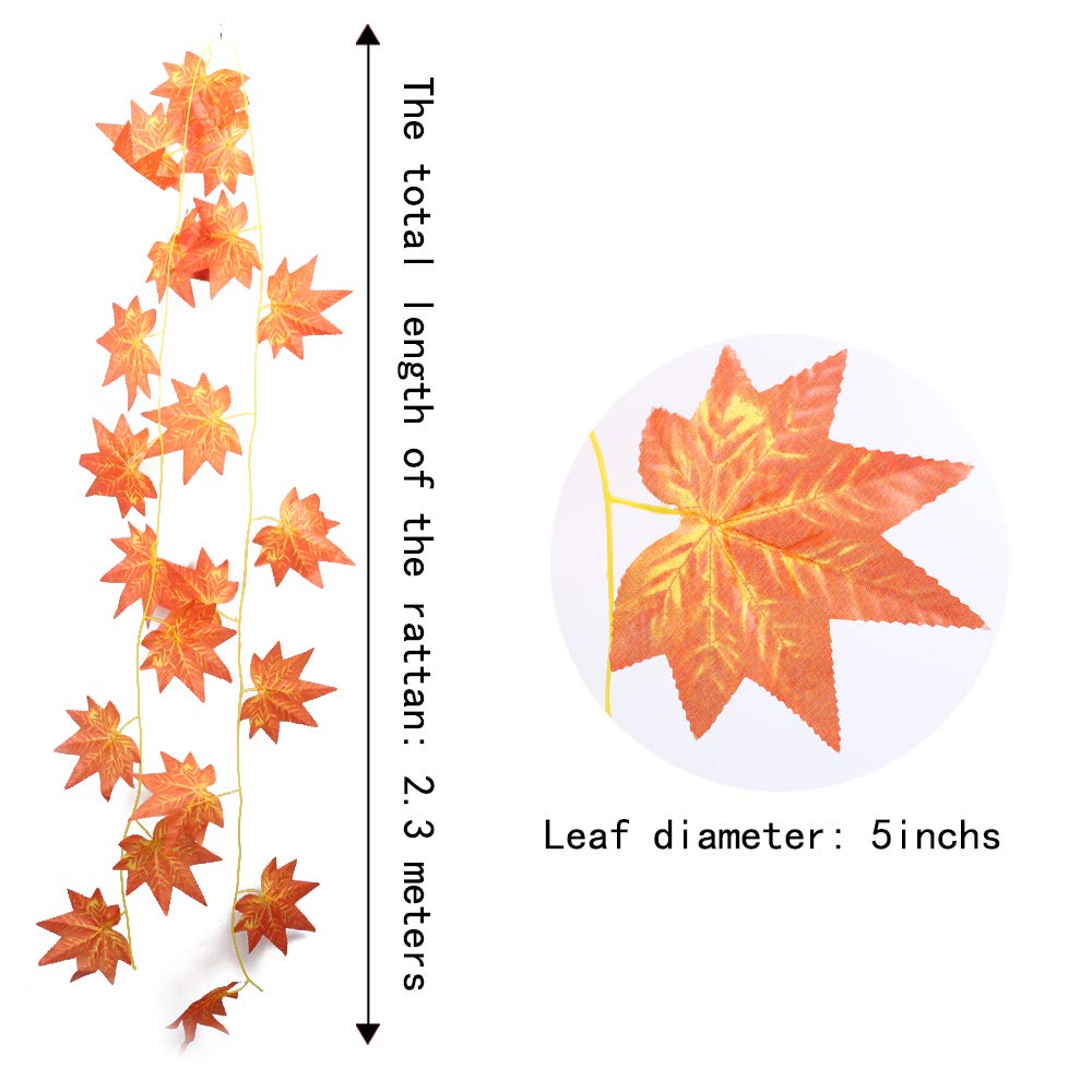 HUAESIN 10 Pack Fall Leaf Garland Fall Leaves Decoration 90 FT Artificial Silk Maple Leaf Hanging Ivy Vine Halloween Garland Autumn for Home Wedding Garden Party Table Decoration