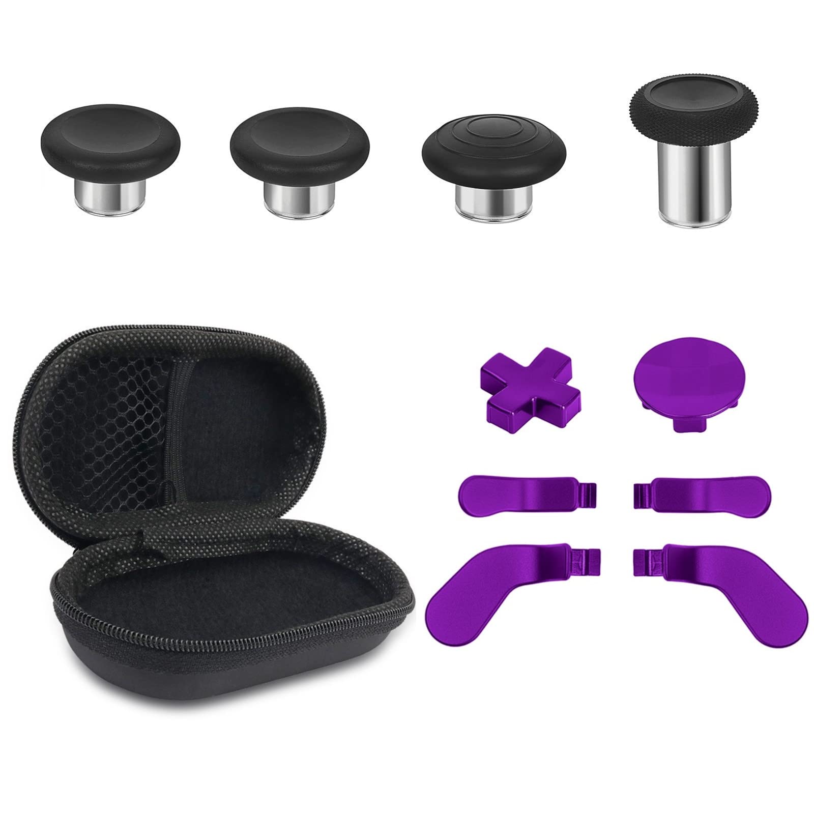 Metal Replacement Thumbsticks for Xbox Elite Controller Series 2 Core,Component Pack Includes 4 Swap Magnetic Joysticks,4 Paddles,2 D-Pads, Accessories Parts for Xbox One Elite 2(Purple)