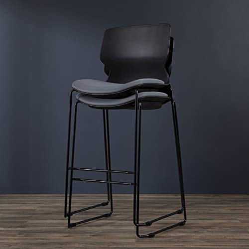 HON Basyx Contempo Guest Stool, 2 Pack, Black/Charcoal