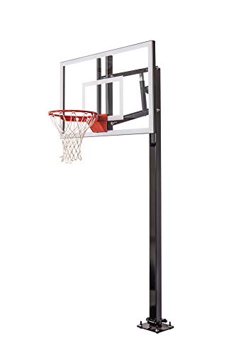 Goalsetter Elite Plus 54β Tempered Glass Backboard In-Ground Basketball Hoop - HD Breakaway Rim, Black (TS44154G3)