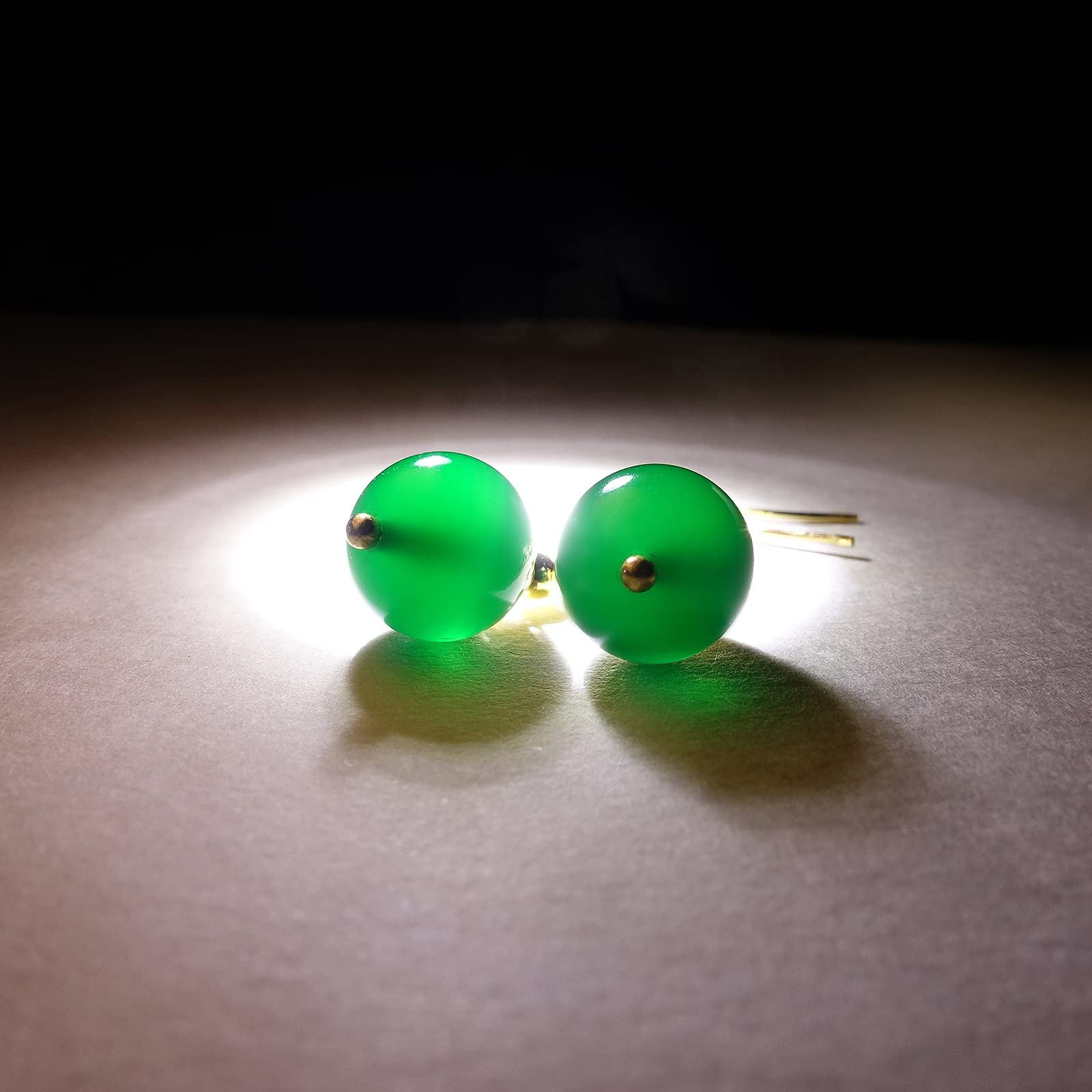 Jade Earrings for Women 18k Gold Green Ball Drop Dangle Earrings Gift for Graduation Anniversary