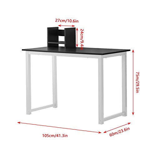 HomeSailing Black I Shape Computer PC Gaming Desk Table 41” Modern Wood Office Home Workstation Writing Study Desk(Black)