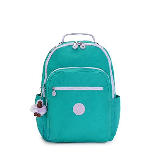 Kipling Women's Seoul 15" Laptop Backpack, Durable, Roomy with Padded Shoulder Straps, Built-in Protective Sleeve, Surfer Blue C, 13.75''L x 17.25''H x 8''D